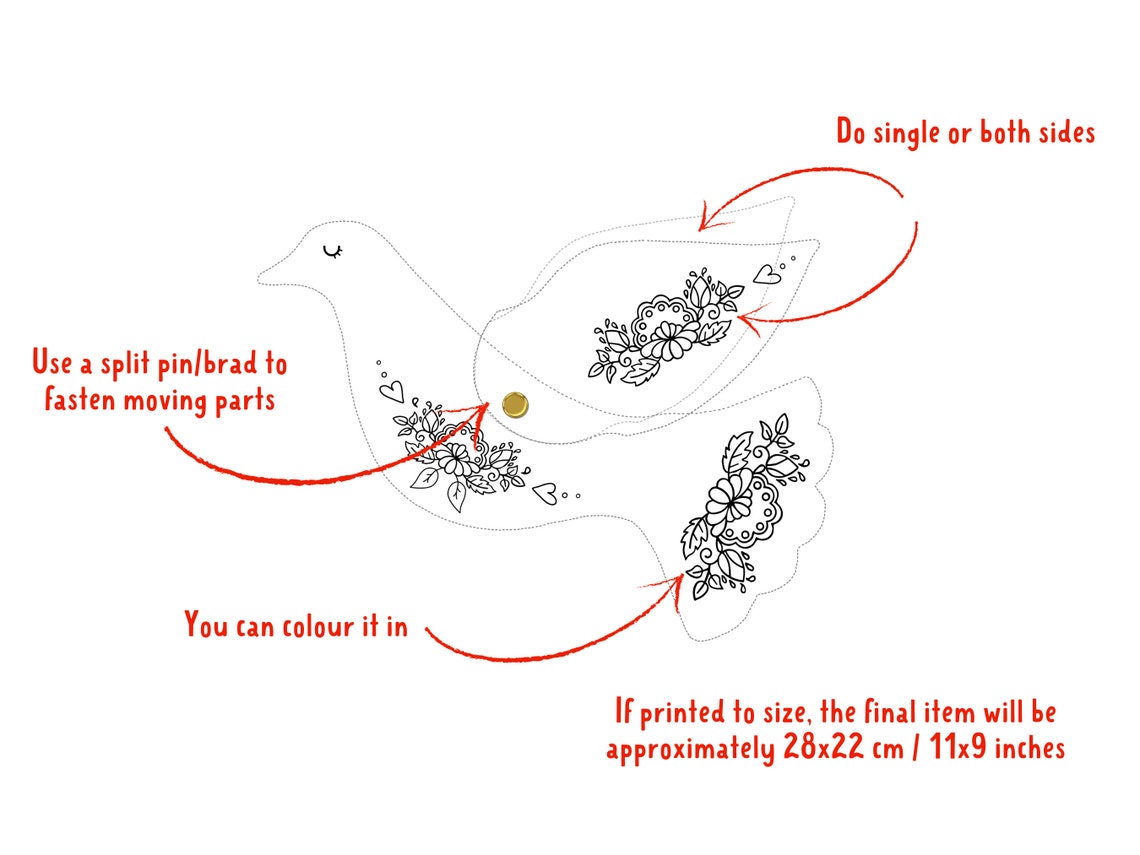 Peace Dove Craft Colouring Activity Printable Peace Art Sheet | Etsy