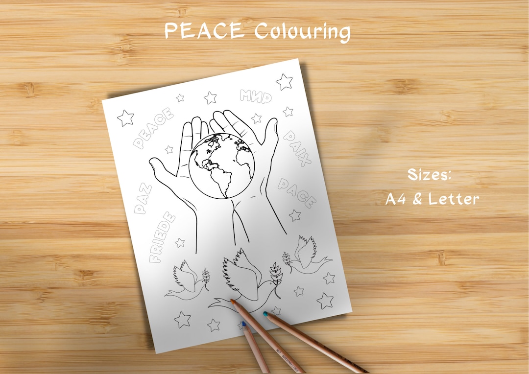 Printable PEACE Colouring Sheet - Etsy UK
