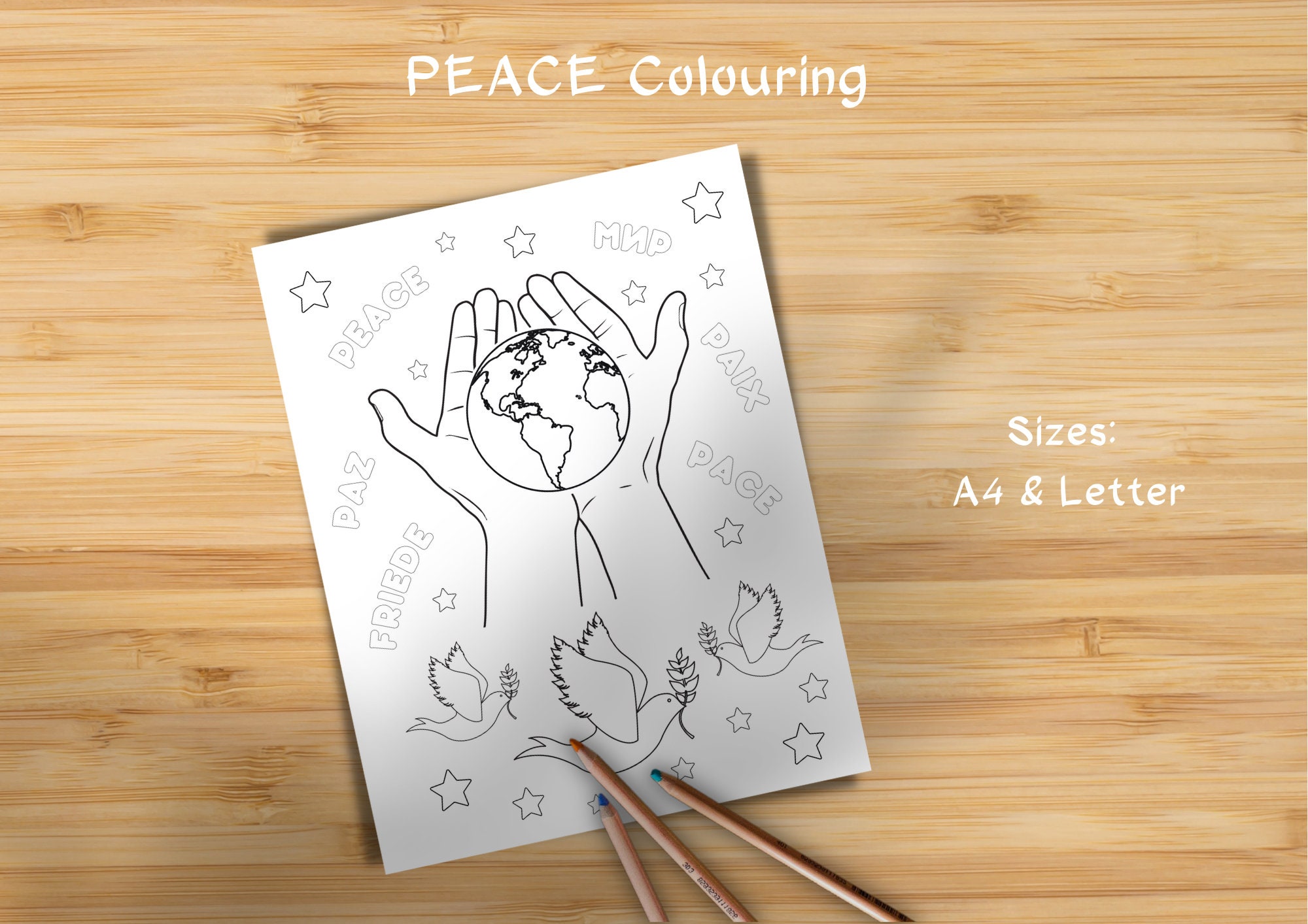 Printable Peace Colouring Sheet Etsy