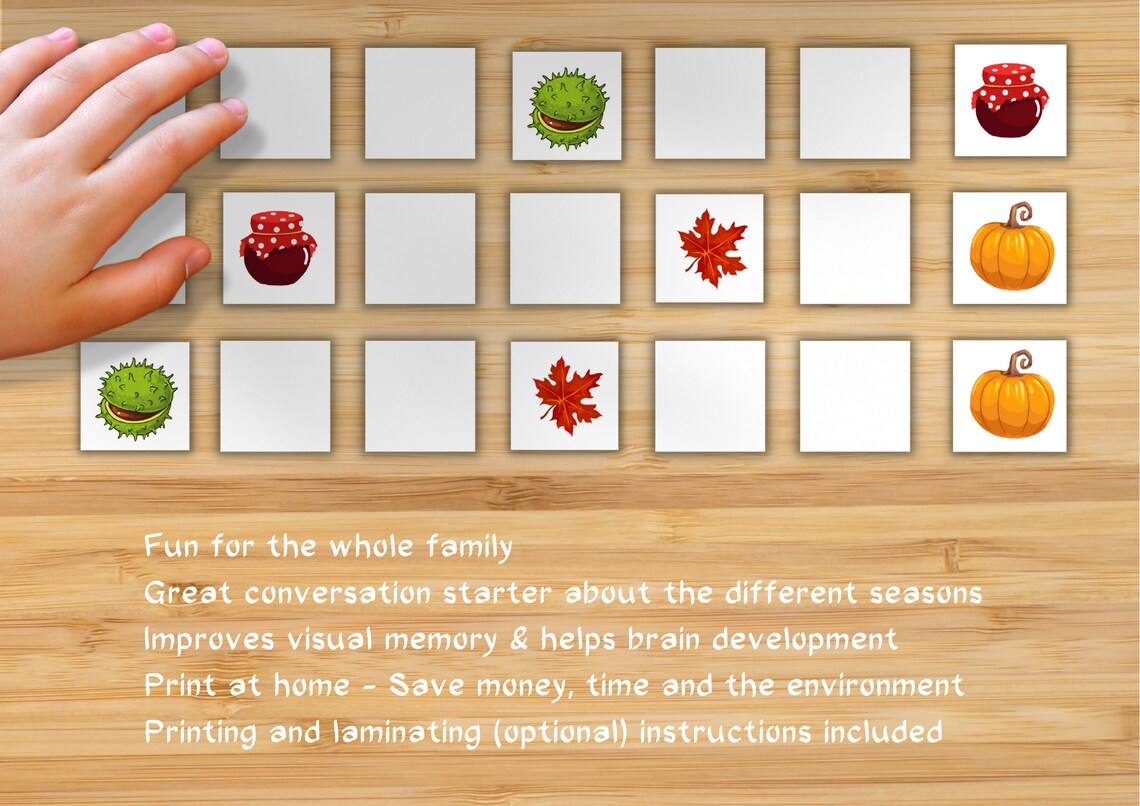 Fall (autumn) Memory Card Game, Printable Fall Activity for Kids - Etsy