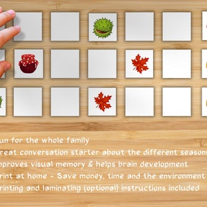 Fall (autumn) Memory Card Game, Printable Fall Activity for Kids - Etsy