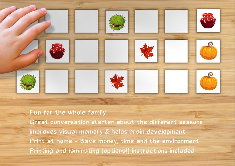 Fall (autumn) Memory Card Game, Printable Fall Activity for Kids - Etsy