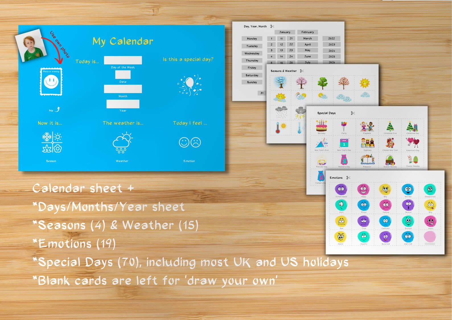 All About Today Calendar for Children, Printable All Year Chart for ...