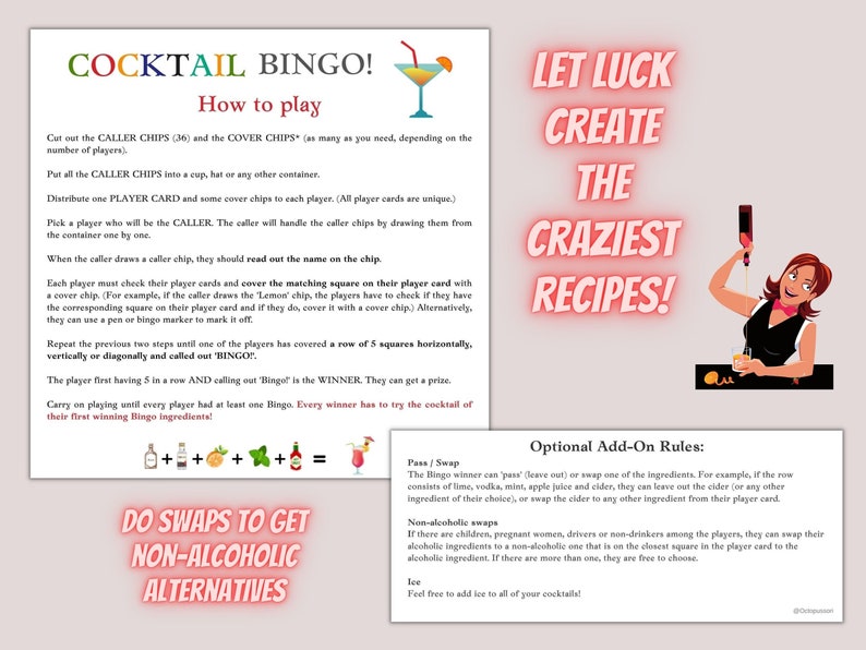 Cocktail Bingo Party Game: Printable Adult Drinking Game (digital ...
