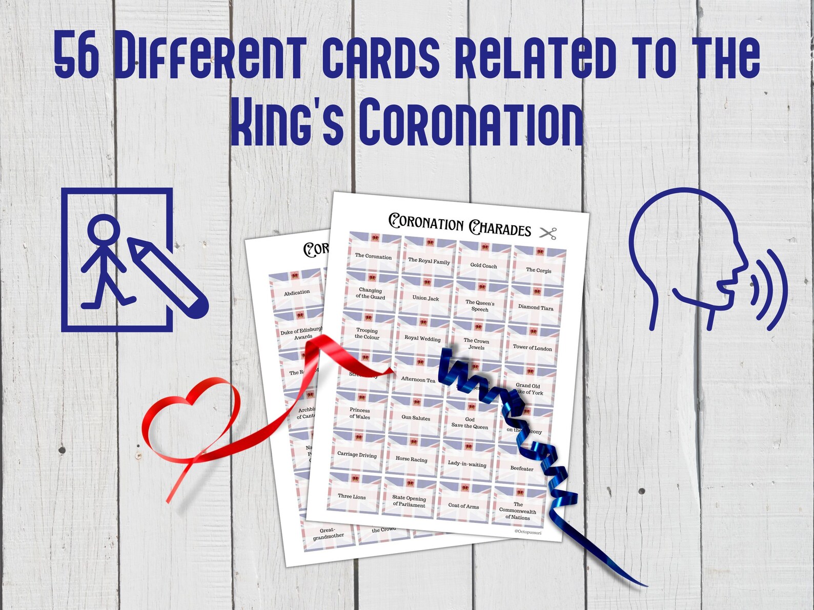 The King's Coronation Charades & Pictionary, PRINTABLE Coronation Party ...