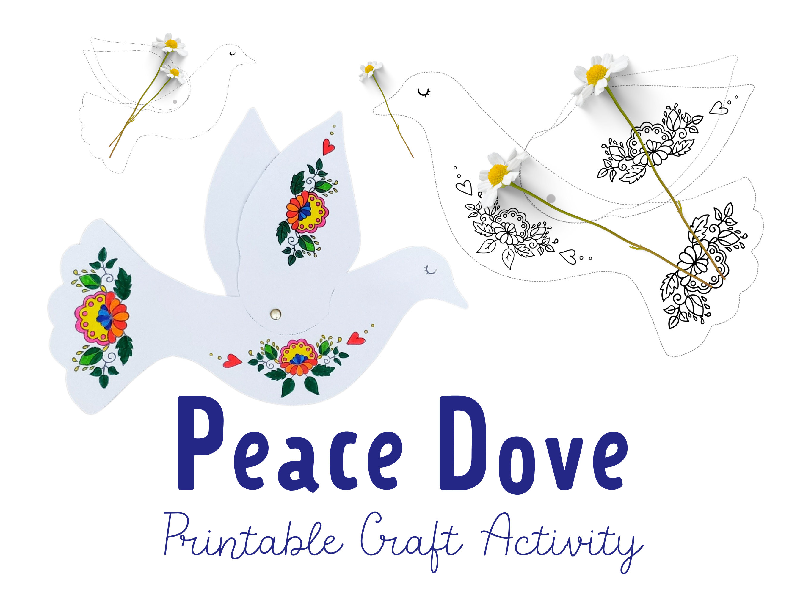 Peace Dove Craft Colouring Activity, Printable Peace Art Sheet for Kids ...