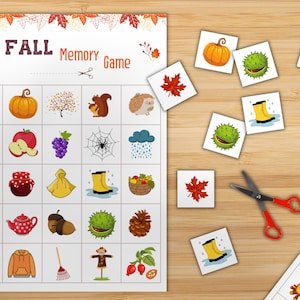 Fall (autumn) Memory Card Game, Printable Fall Activity for Kids - Etsy