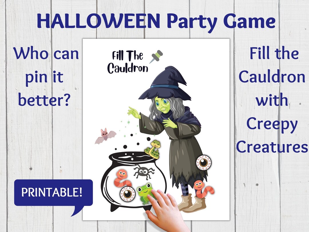 Fill the Cauldron - Halloween Party Game, Pin the Frog, Snake, Spider ...