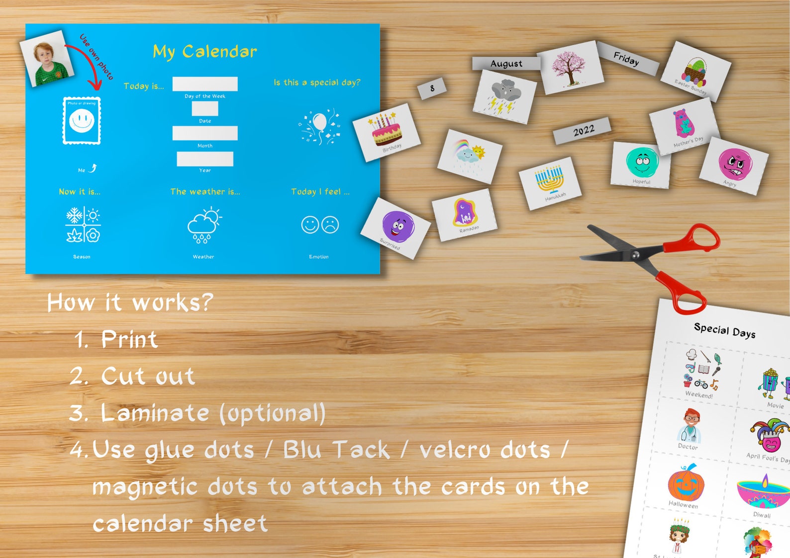All About Today Calendar for Children, Printable All Year Chart for ...