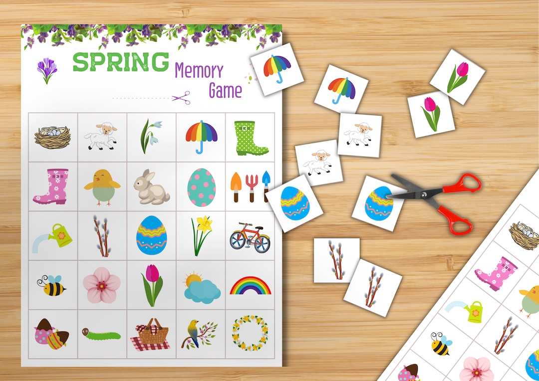 Spring Memory Card Game, Printable Spring Activity for Kids - Etsy