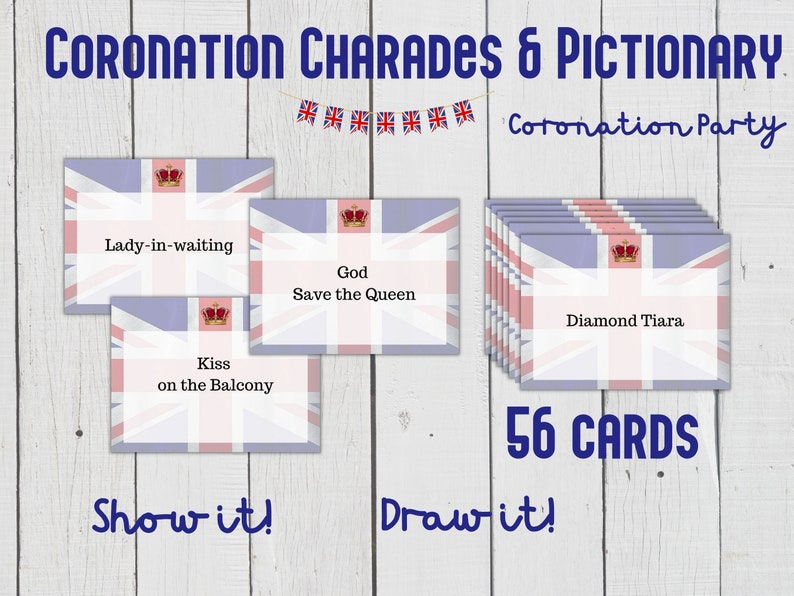 The King's Coronation Charades & Pictionary, PRINTABLE Coronation Party ...