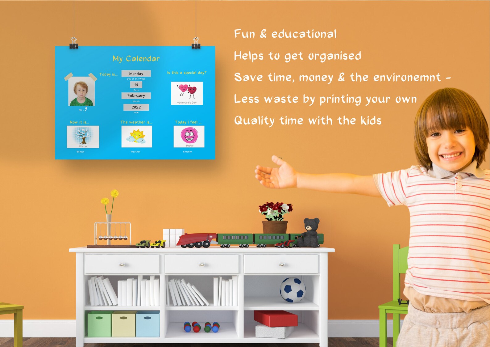 All About Today Calendar for Children, Printable All Year Chart for ...