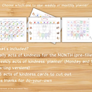 Random Acts of Kindness Calendar & Planner, Printable Activity for Kids ...