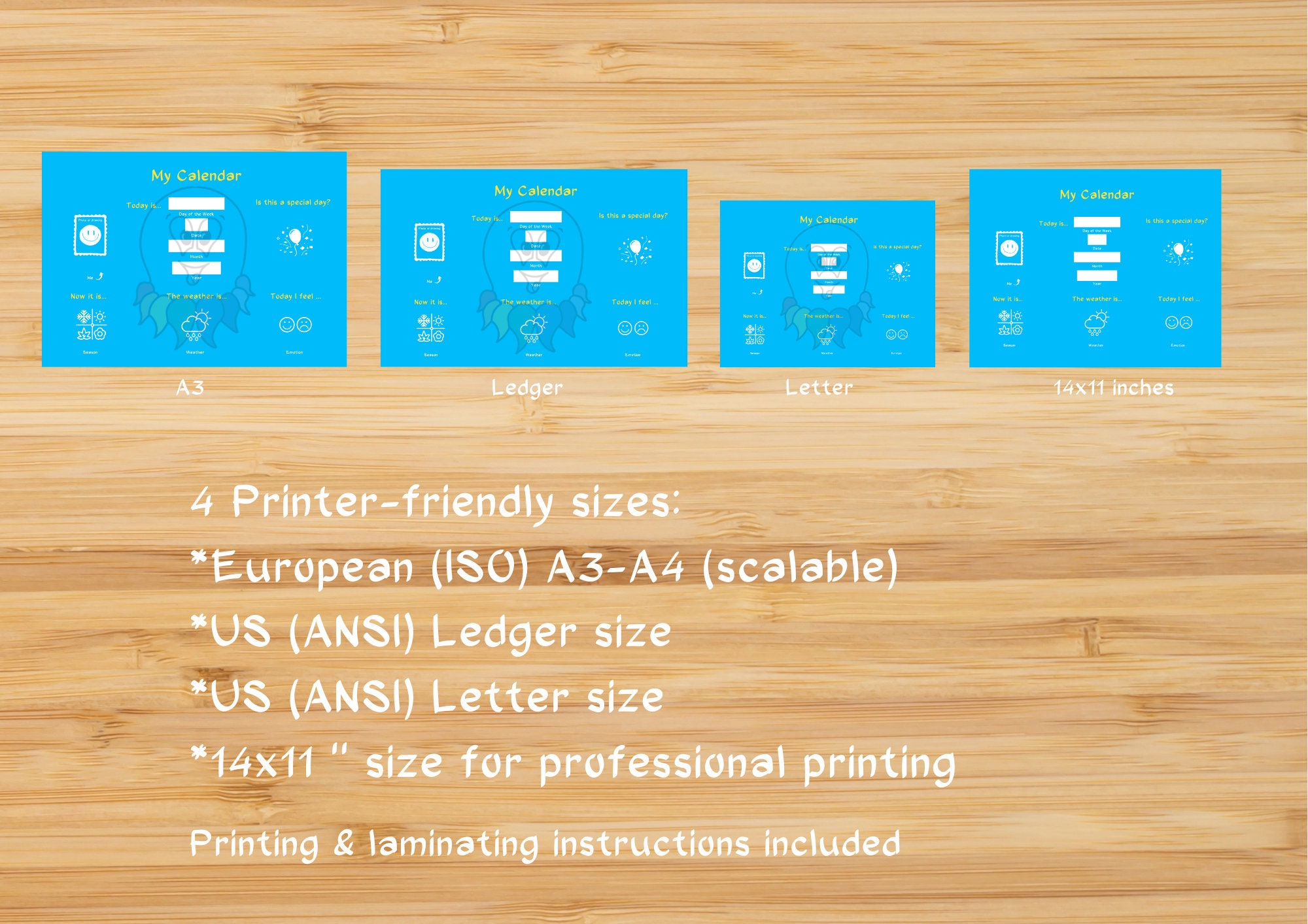All About Today Calendar for Children, Printable All Year Chart for ...