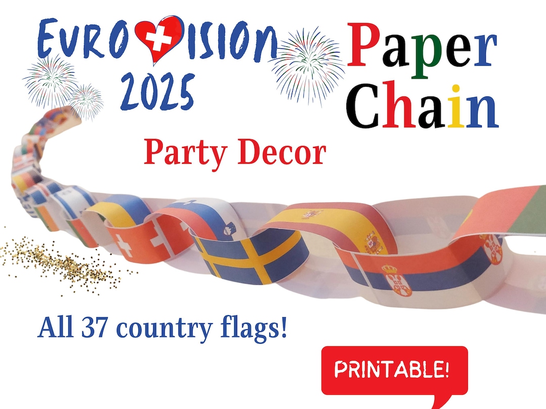 Eurovision 2025 Paper Chain Party Decor, Eurovision Song Contest Watch ...