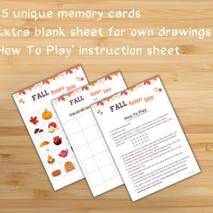 Fall (autumn) Memory Card Game, Printable Fall Activity for Kids - Etsy