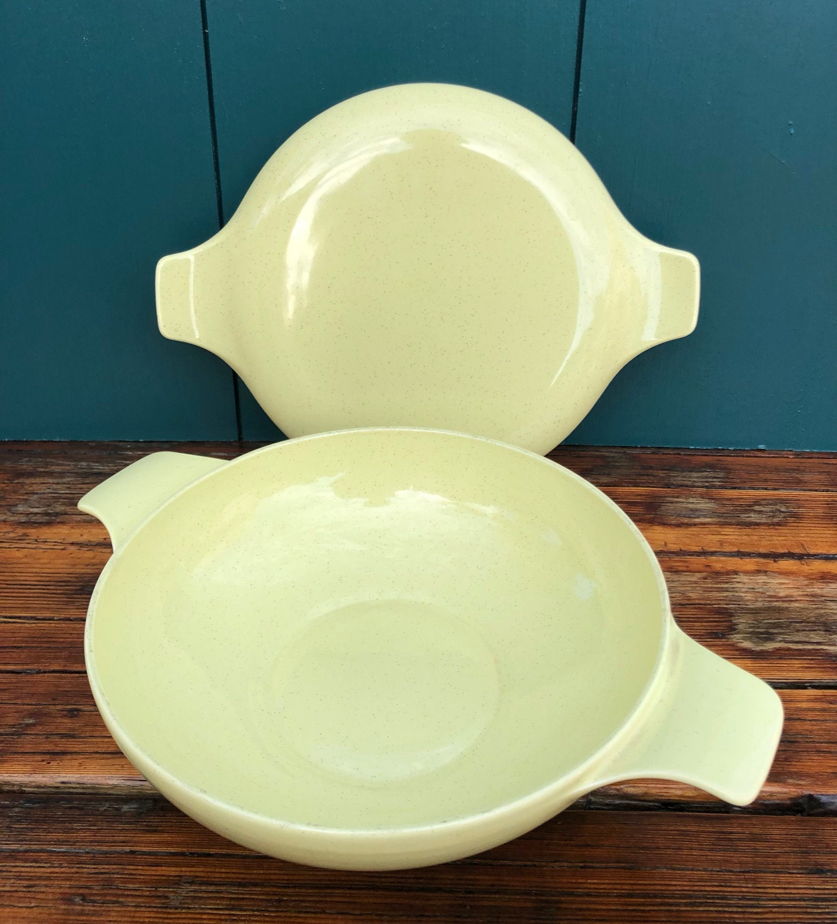 Vintage Mid Century Modern Yellow Ceramic Covered Dish Casserole Dish ...