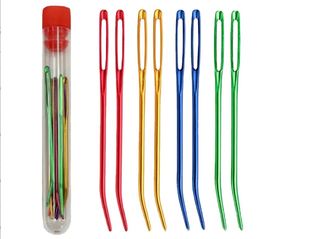 Curved Tip Aluminum Needles: Large Eye for Knitters, Tapestry, Darning ...