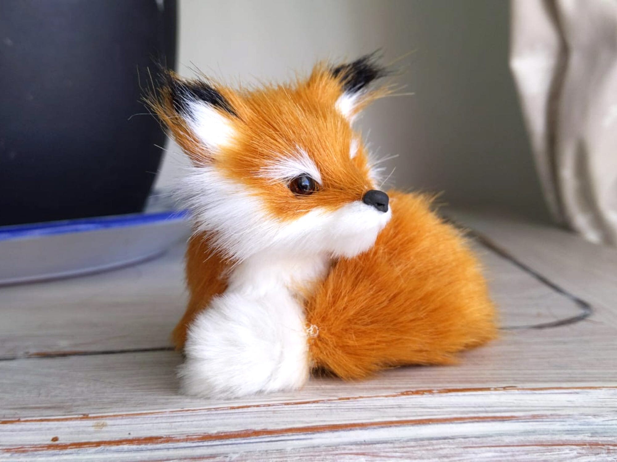 Adorable Little Squatting Fox Soft Furry Tiny Fox Plush Fox - Etsy