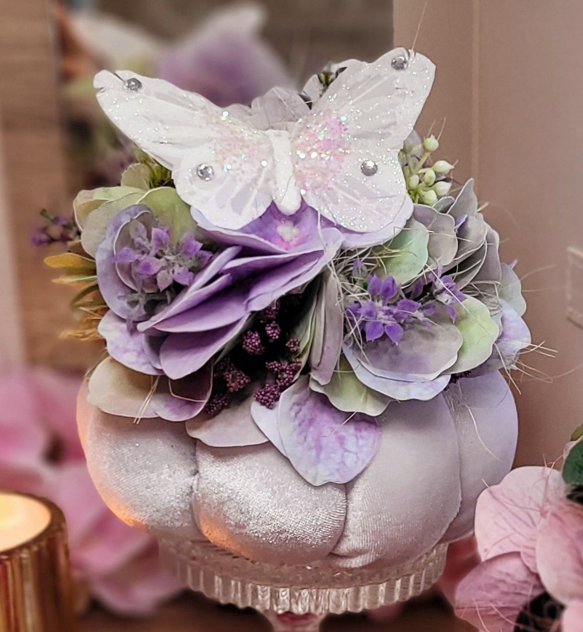 Elegant White Velvet Spring Pumpkin Festive Holiday Decor White Pumpkin ...