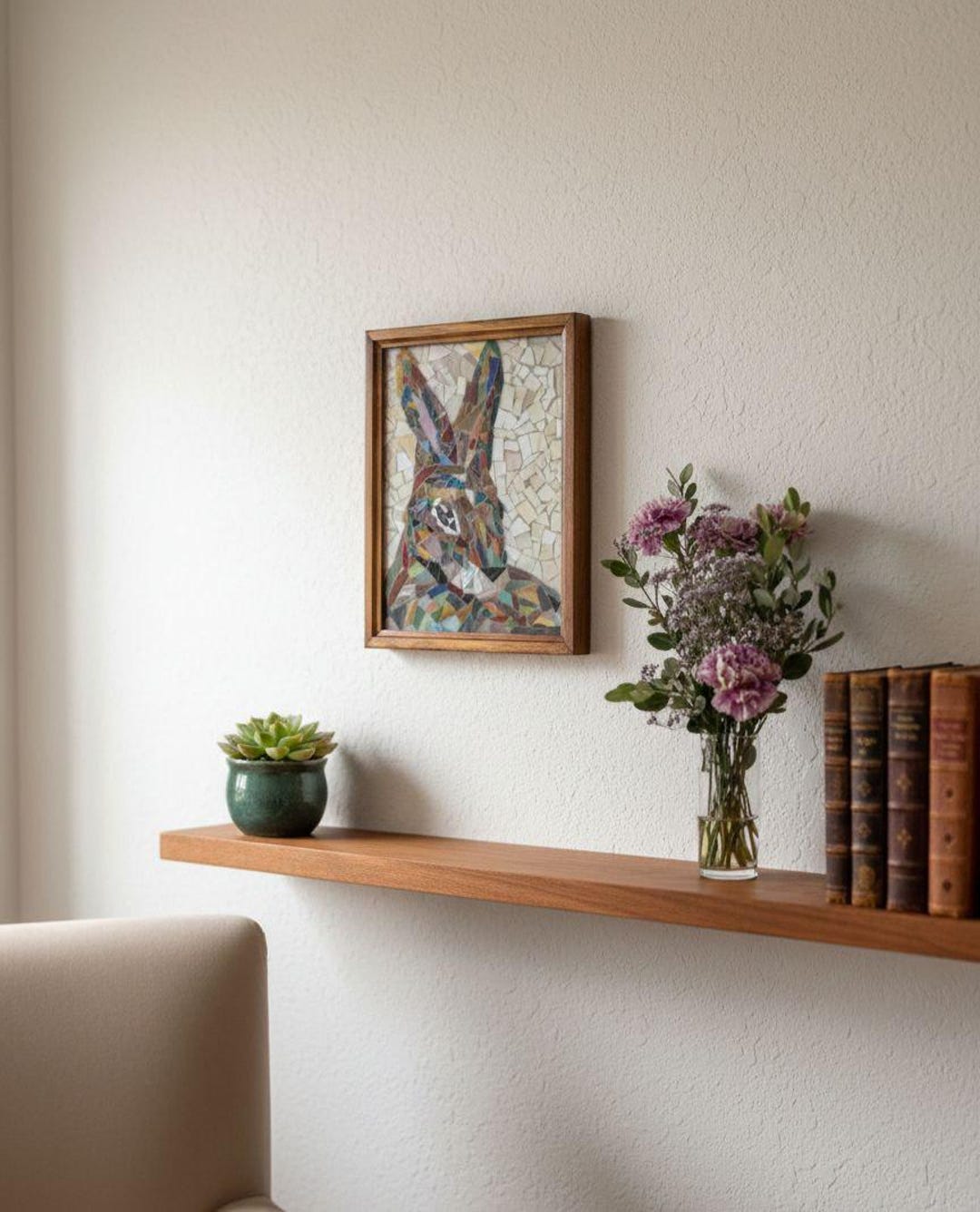 Mosaic Panel Rabbit – Wall Art, Rustic Wall Decor, Wooden Frame Picture ...