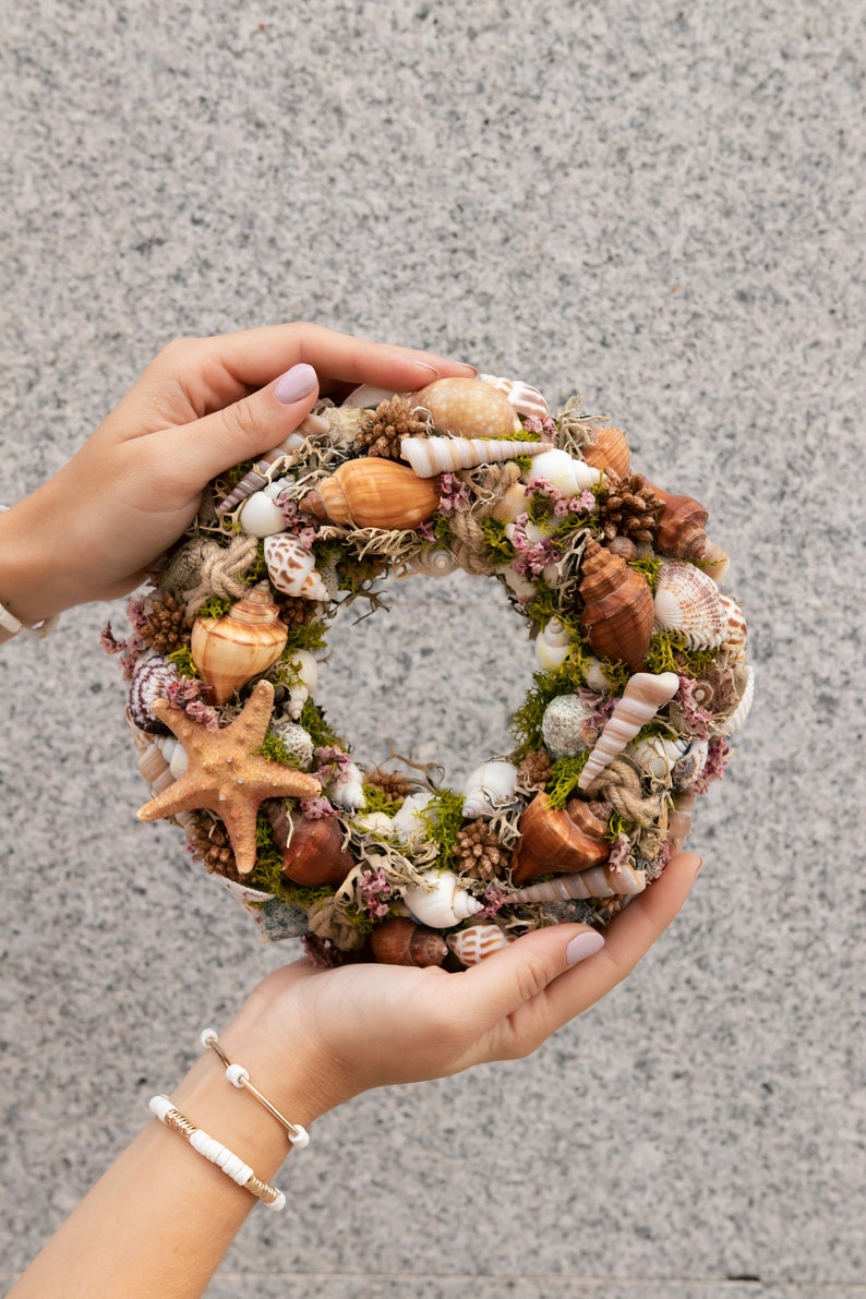 Natural Materials Wreath, Front Door Wreath, Shells Wreath, Natural Materials Candle Holder ...