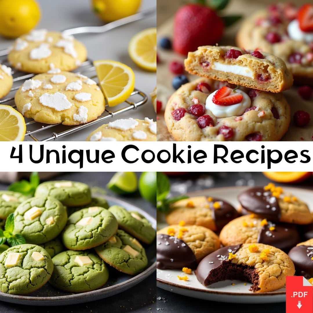 4 Unique Cookie Recipes | Instant Digital Download | Printable Baking ...