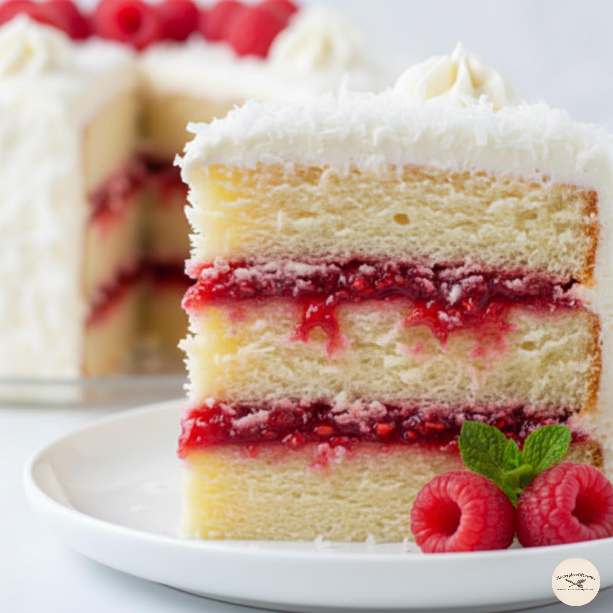 COCONUT Cake With RASPBERRY FILLING, Recipe Download - Etsy