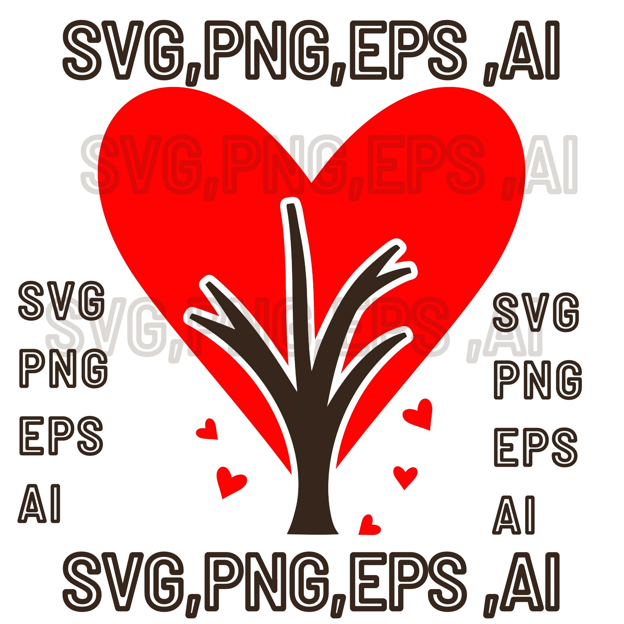 Heart Tree Svg,love Tree Svg, Love Tree Svg,valentines Day SVG, Cut ...