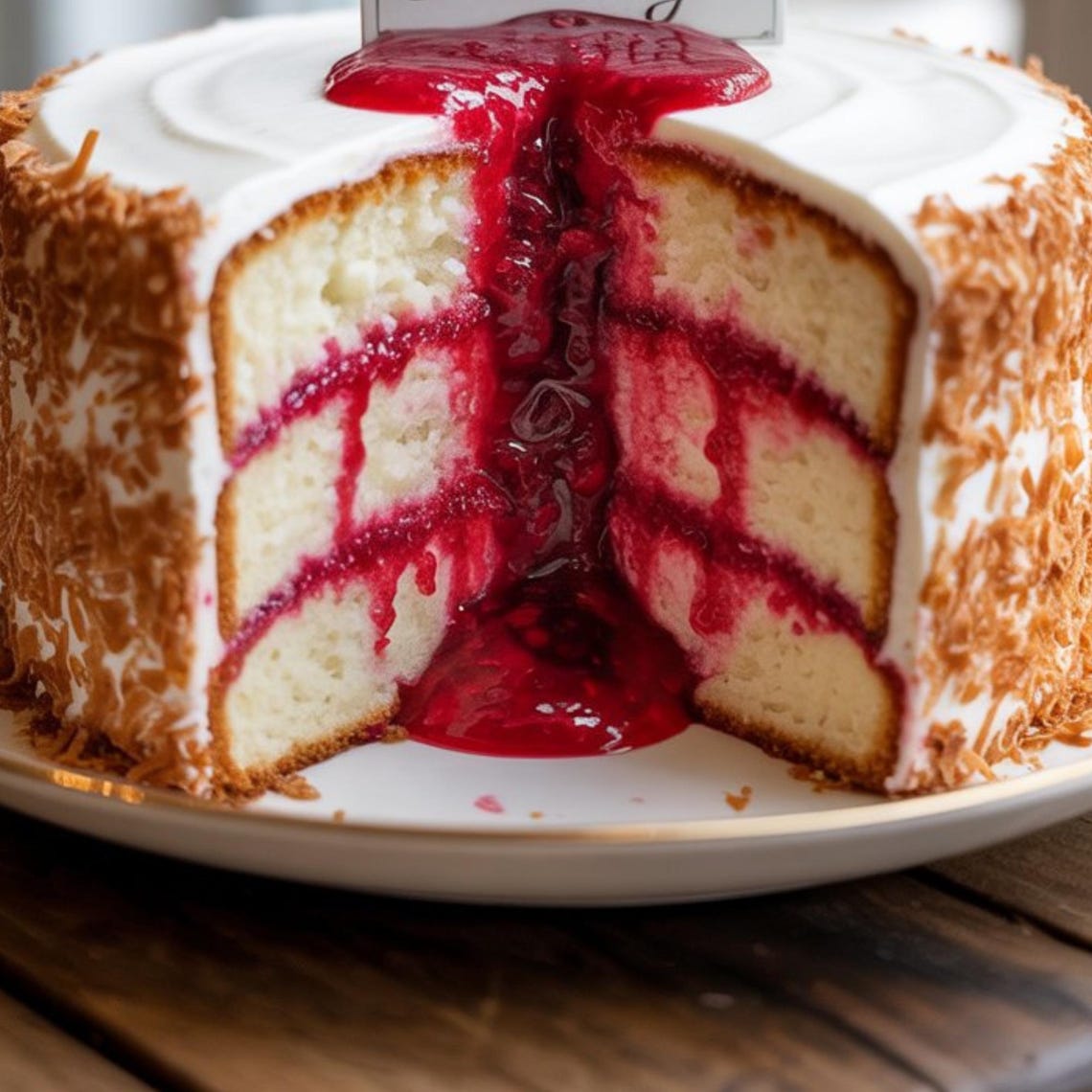 COCONUT Cake With RASPBERRY FILLING, Recipe Download - Etsy