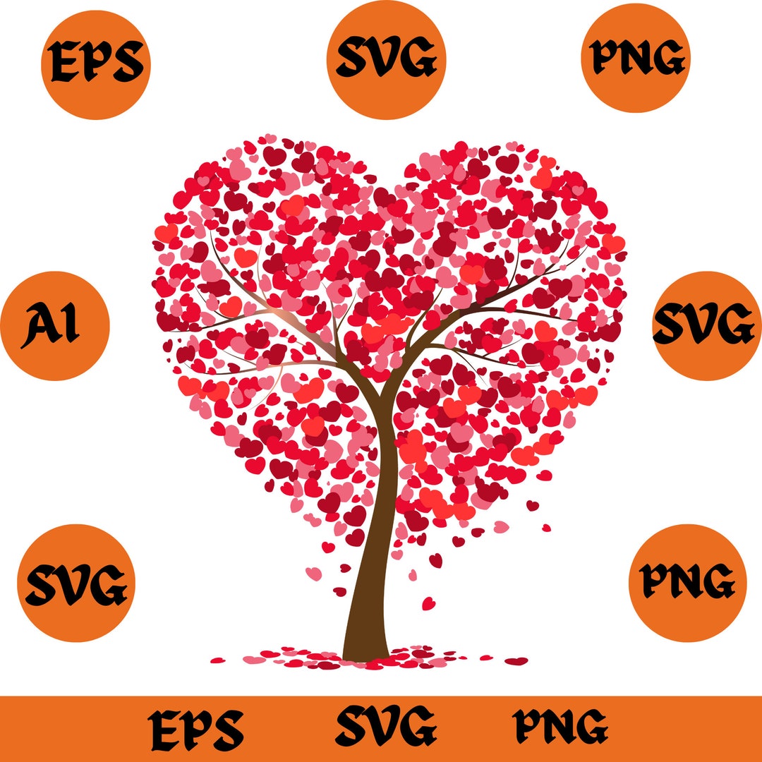 Heart Tree Svglove Tree Svg Love Tree Svgvalentines Day - Etsy