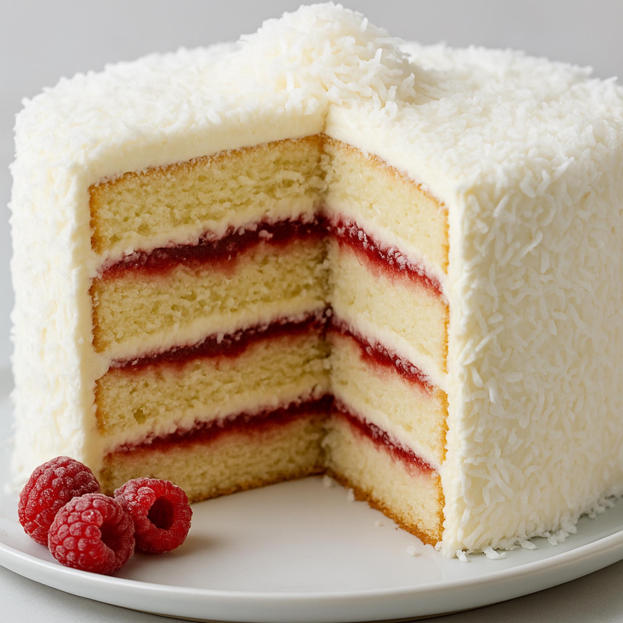 COCONUT Cake With RASPBERRY FILLING, Recipe Download - Etsy