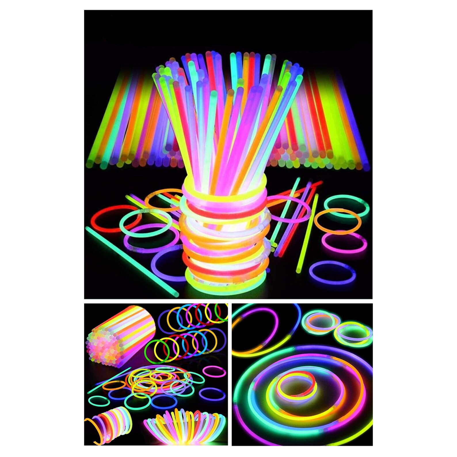 50 Glow Sticks - Neon and Colorful Glow in the Dark 50 Pieces 20 Cm (8 ...