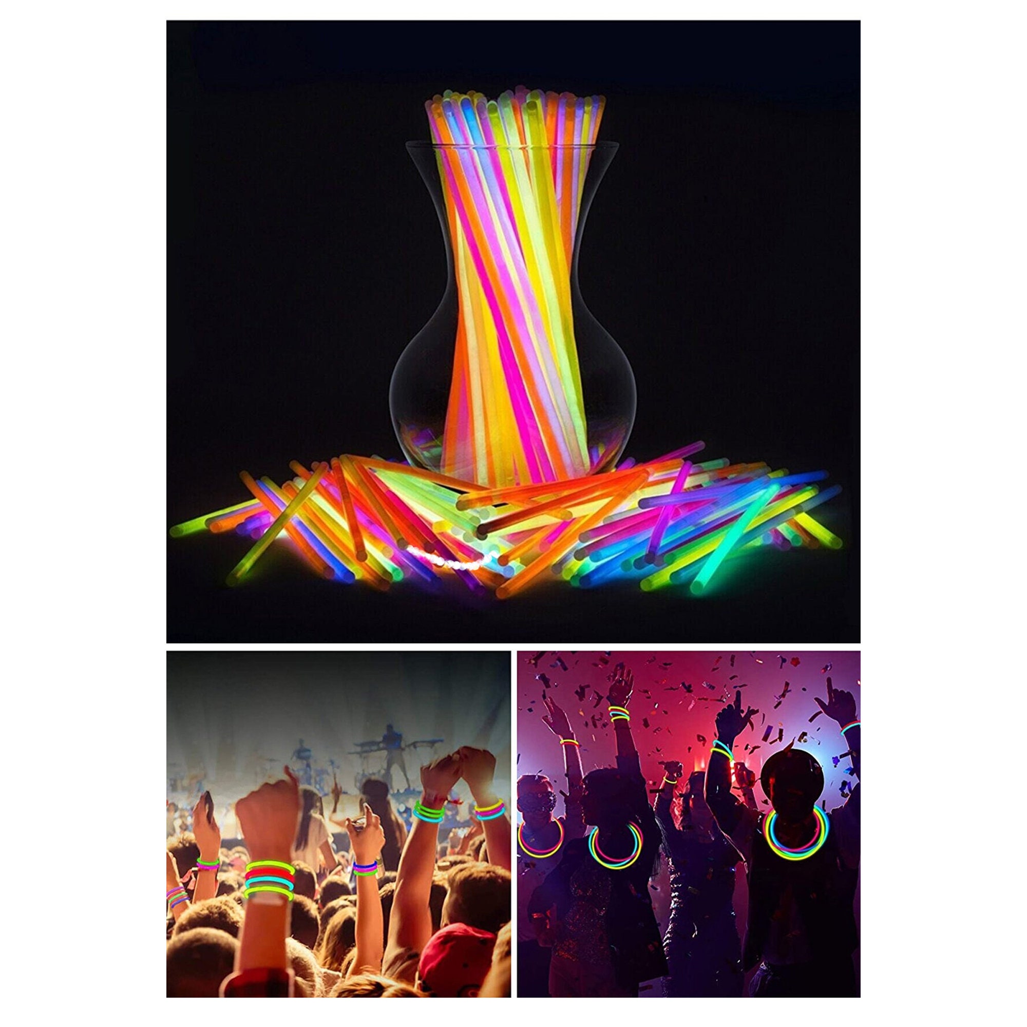 50 Glow Sticks Neon and Colorful Glow in the Dark 50 Pieces 20 Cm 8 ...