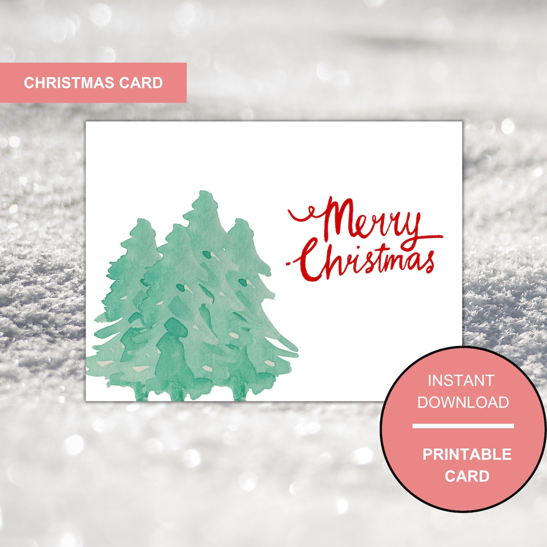 Printable Merry Christmas Card, Digital, Instant Download, Print at ...