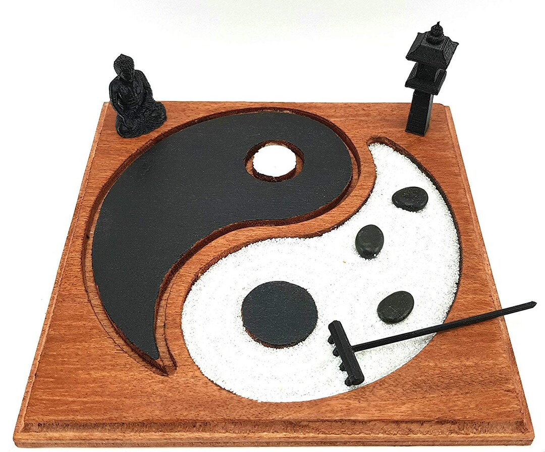 Mini Zen Table Garden Yin Yang 15 X 15 Cm in Wood. Customizable to ...