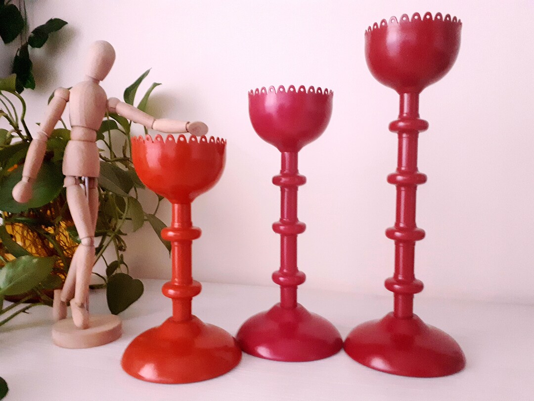 IKEA Set 3 Pieces Harfin Candlesticks Vintage Candle Holder Colored ...
