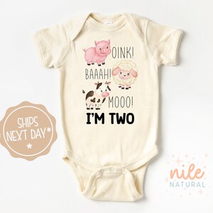 Oink Bah Moo I'm Two Shirt, Farm Birthday Shirt, I'm Two Tee, Barn ...