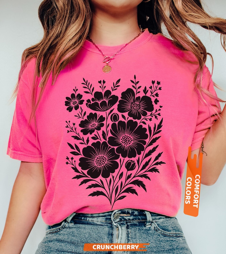 Comfort Colors® Vintage Pressed Flowers Shirt, Botanical Floral Tshirt ...