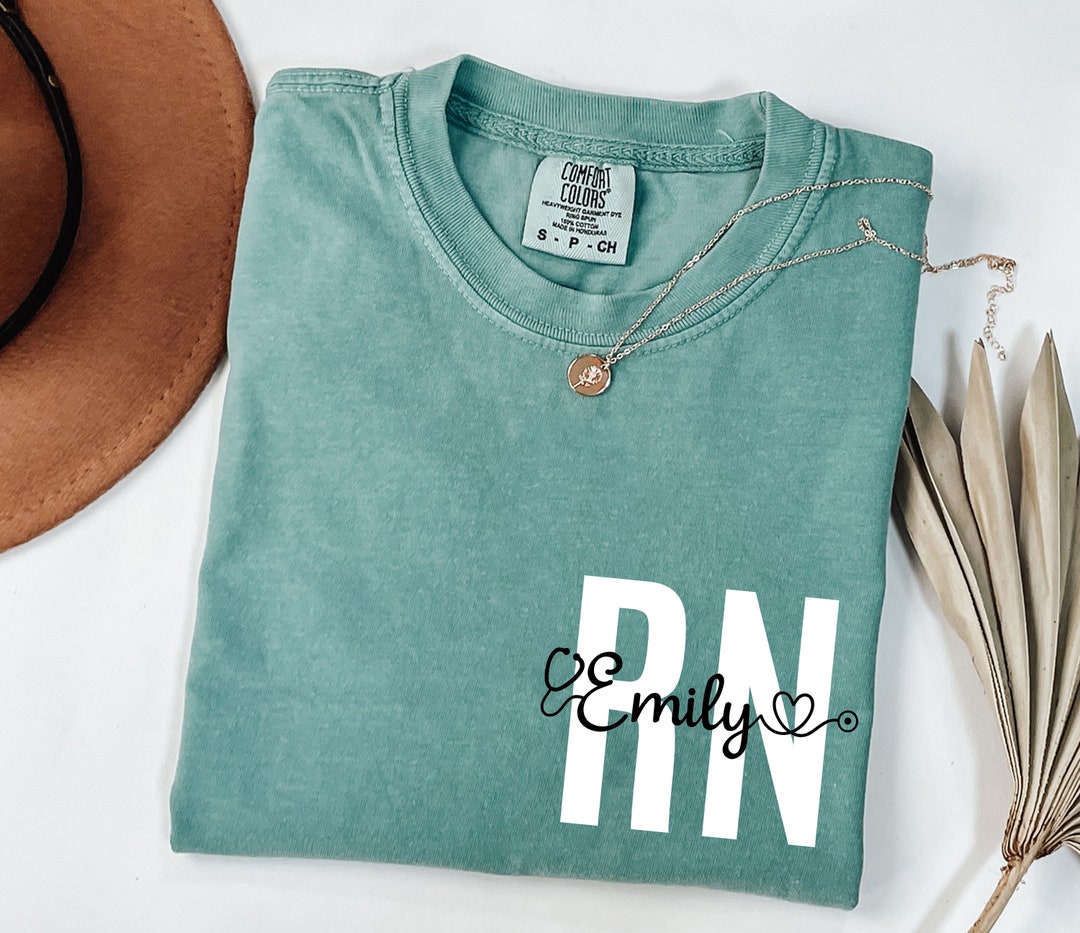 Custom Registered Nurse Comfort Colors® T-shirt, Personalized Name ...