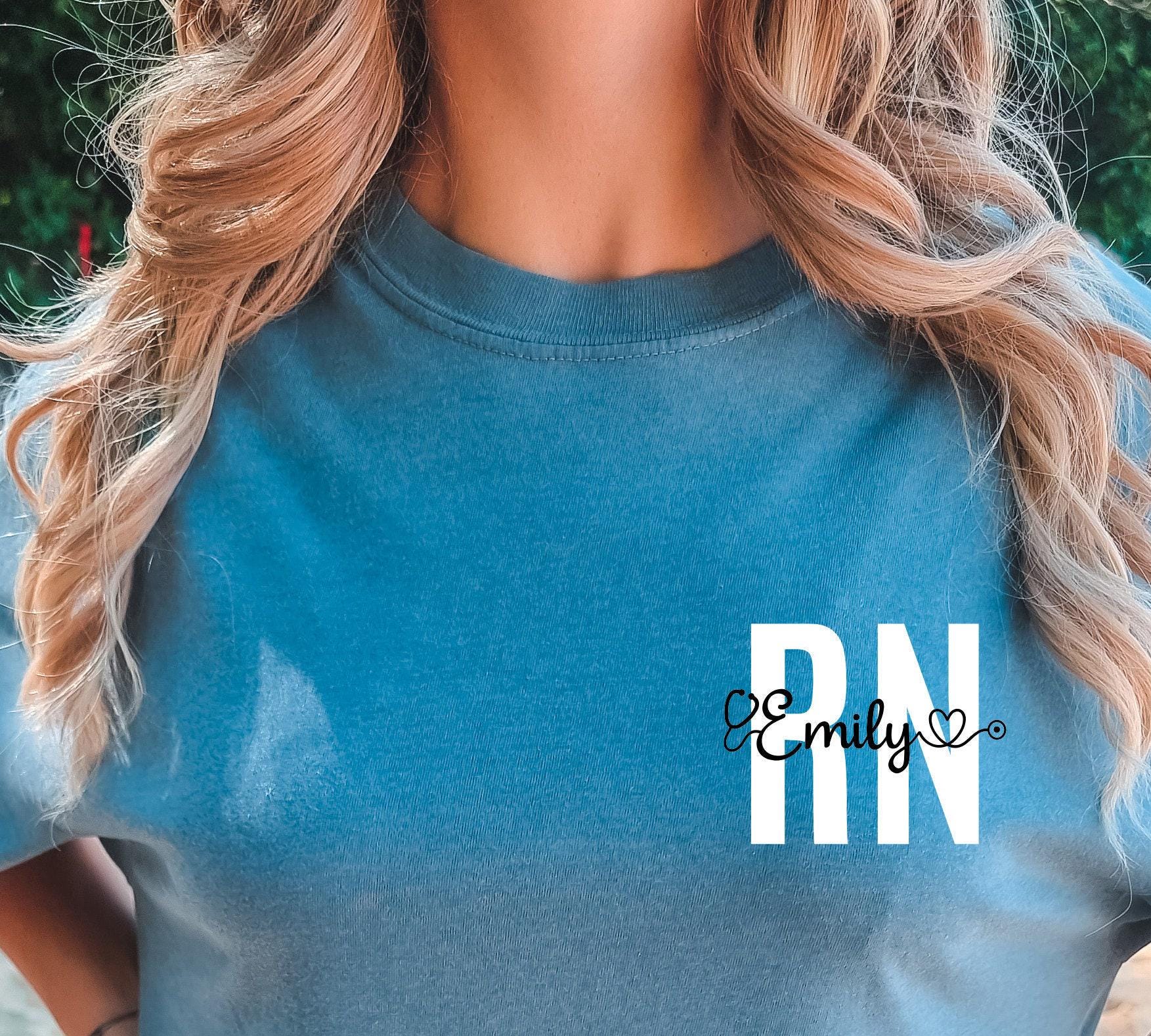 Custom Registered Nurse Comfort Colors® T-shirt, Personalized Name ...