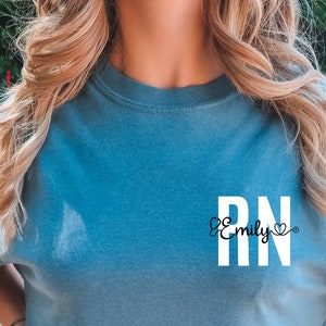 Custom Registered Nurse Comfort Colors® T-shirt, Personalized Name ...