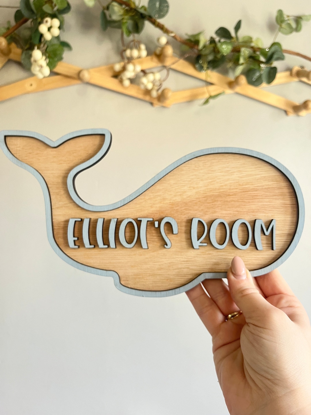 Whale Door Sign Personalised Wooden Kids Name Sign Under the Sea ...