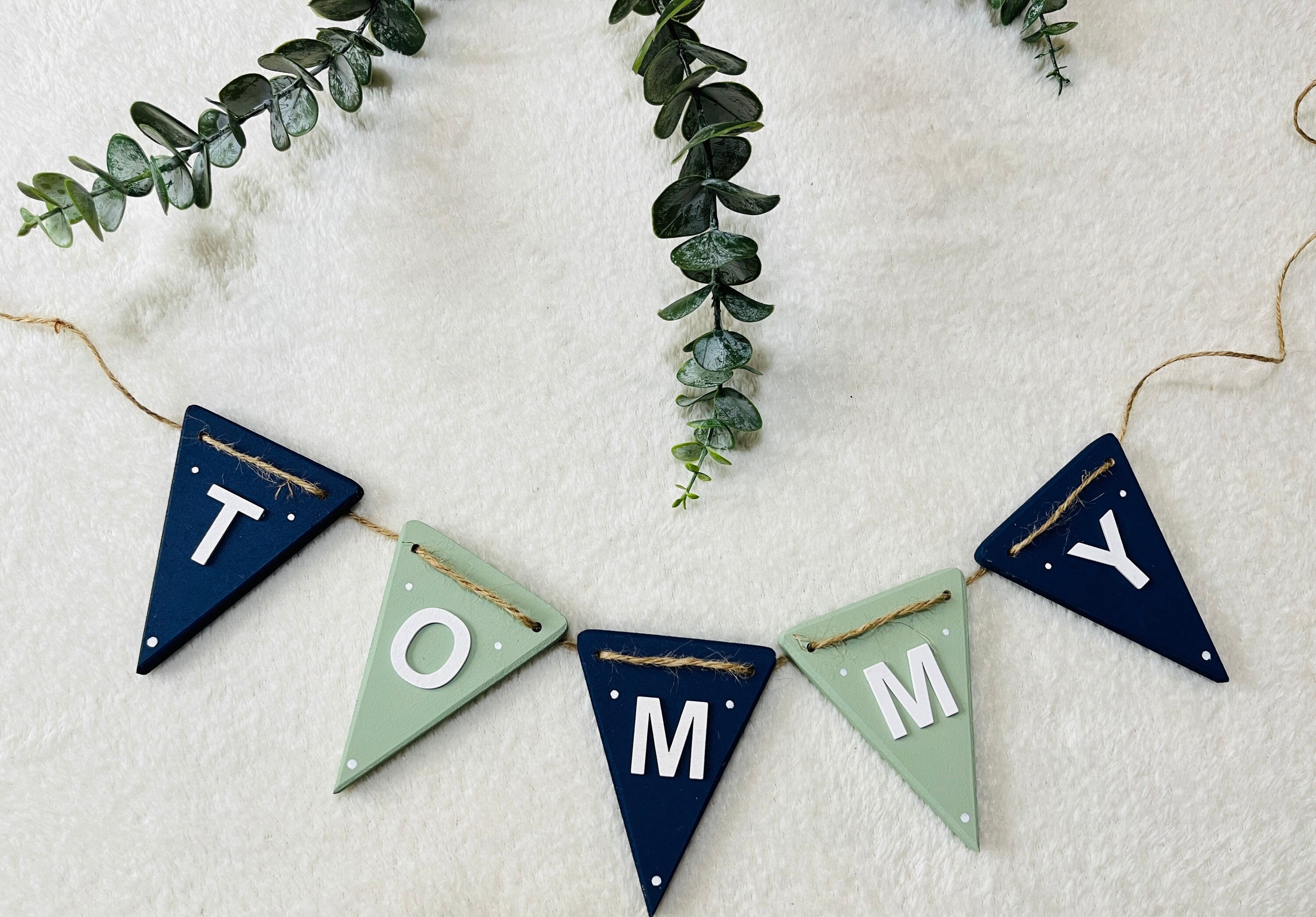 Personalised Name Wooden Bunting: Sage Green Boho Nursery Decor - Etsy