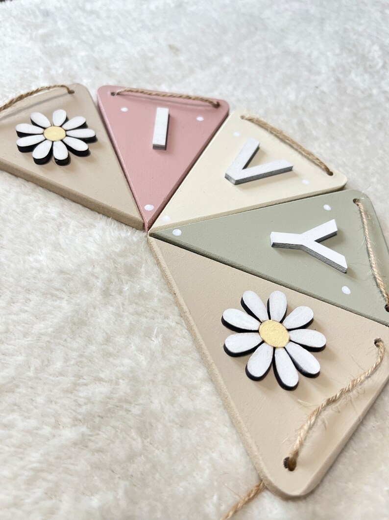 Floral Daisy Bunting: Boho Baby Girl Nursery Decor, Name Banner - Etsy