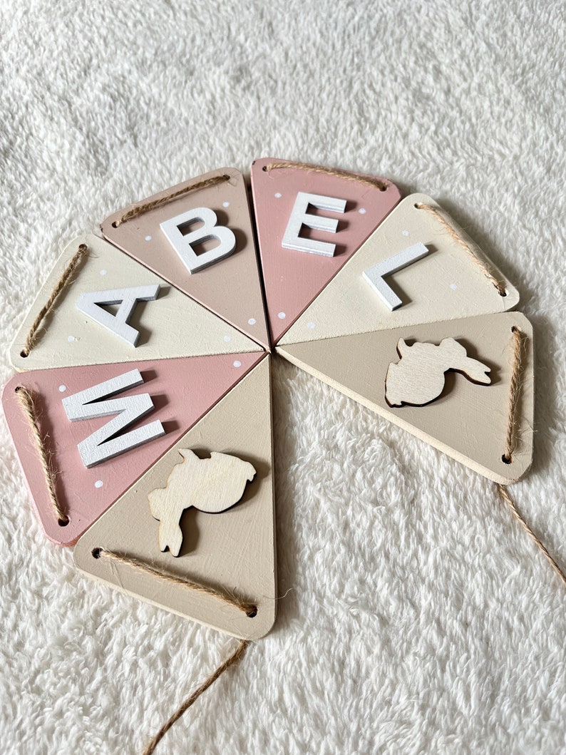 Bunny Name Bunting: Pastel Nursery Garland, Rabbit Decor - Etsy