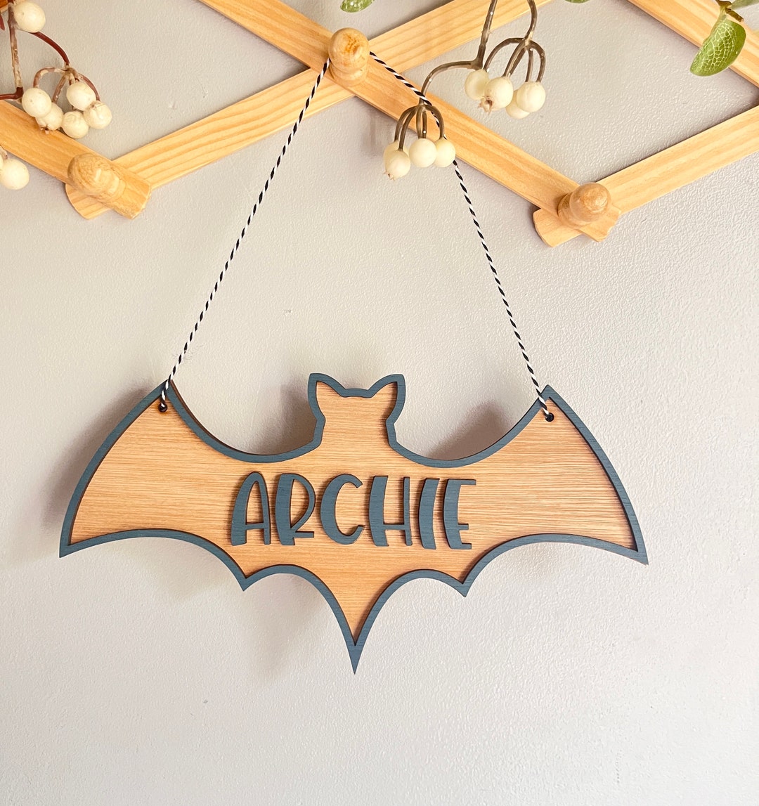 Halloween Name Sign Party Decorations Bat Sign for Halloween Gift ...