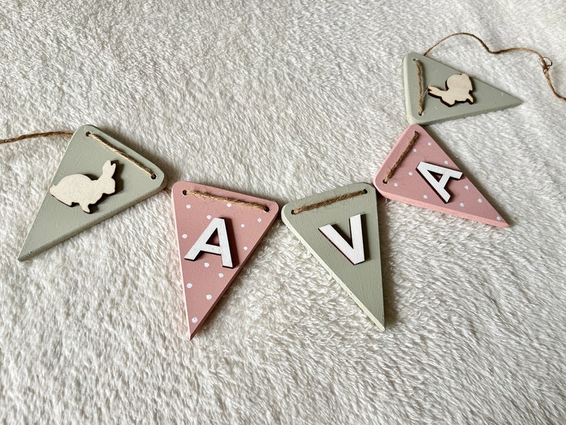 Bunny Name Bunting: Pastel Nursery Garland, Rabbit Decor - Etsy