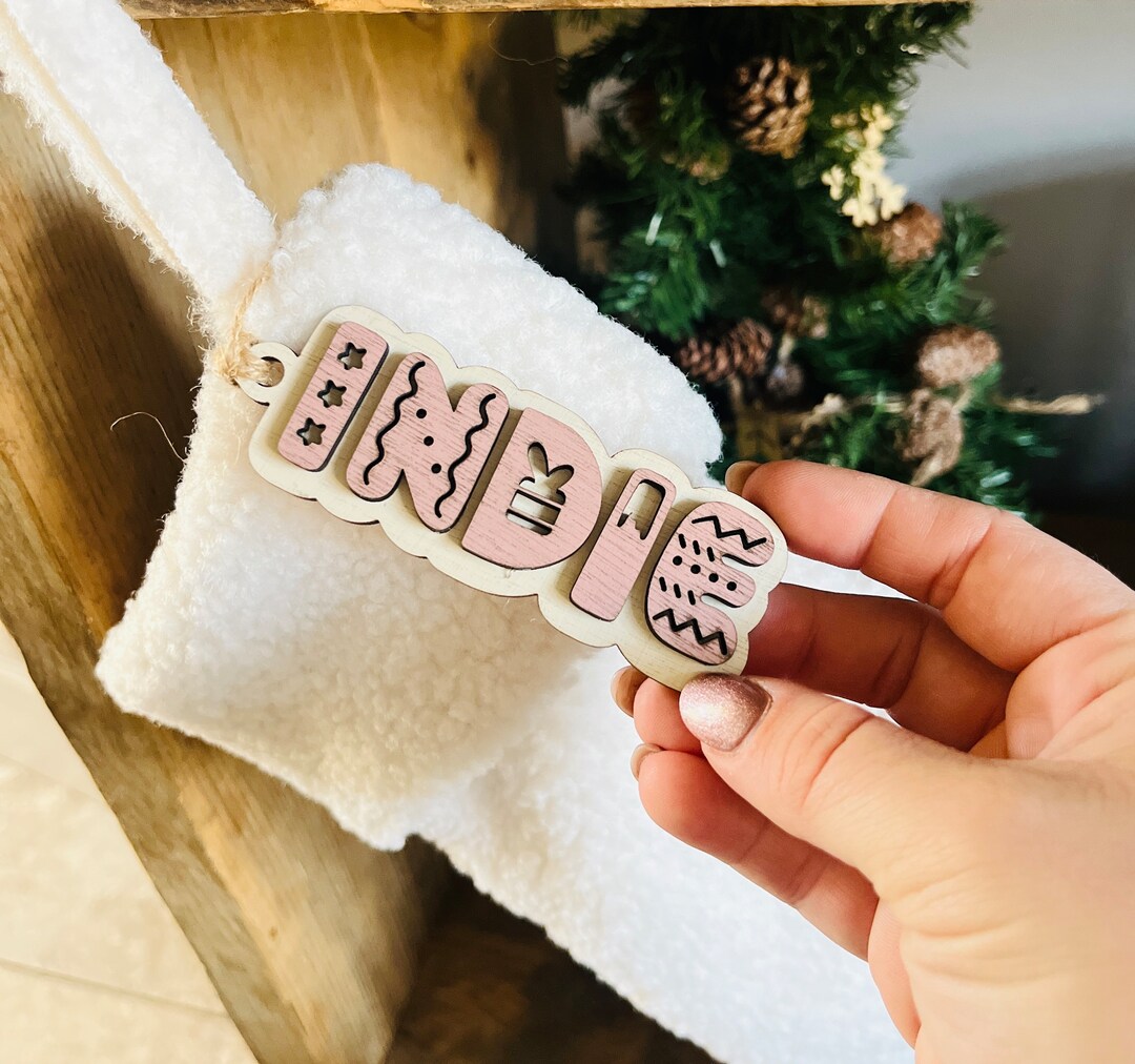 Personalised Wooden Christmas Tag for Stocking Name Tag Custom Gift Tag ...
