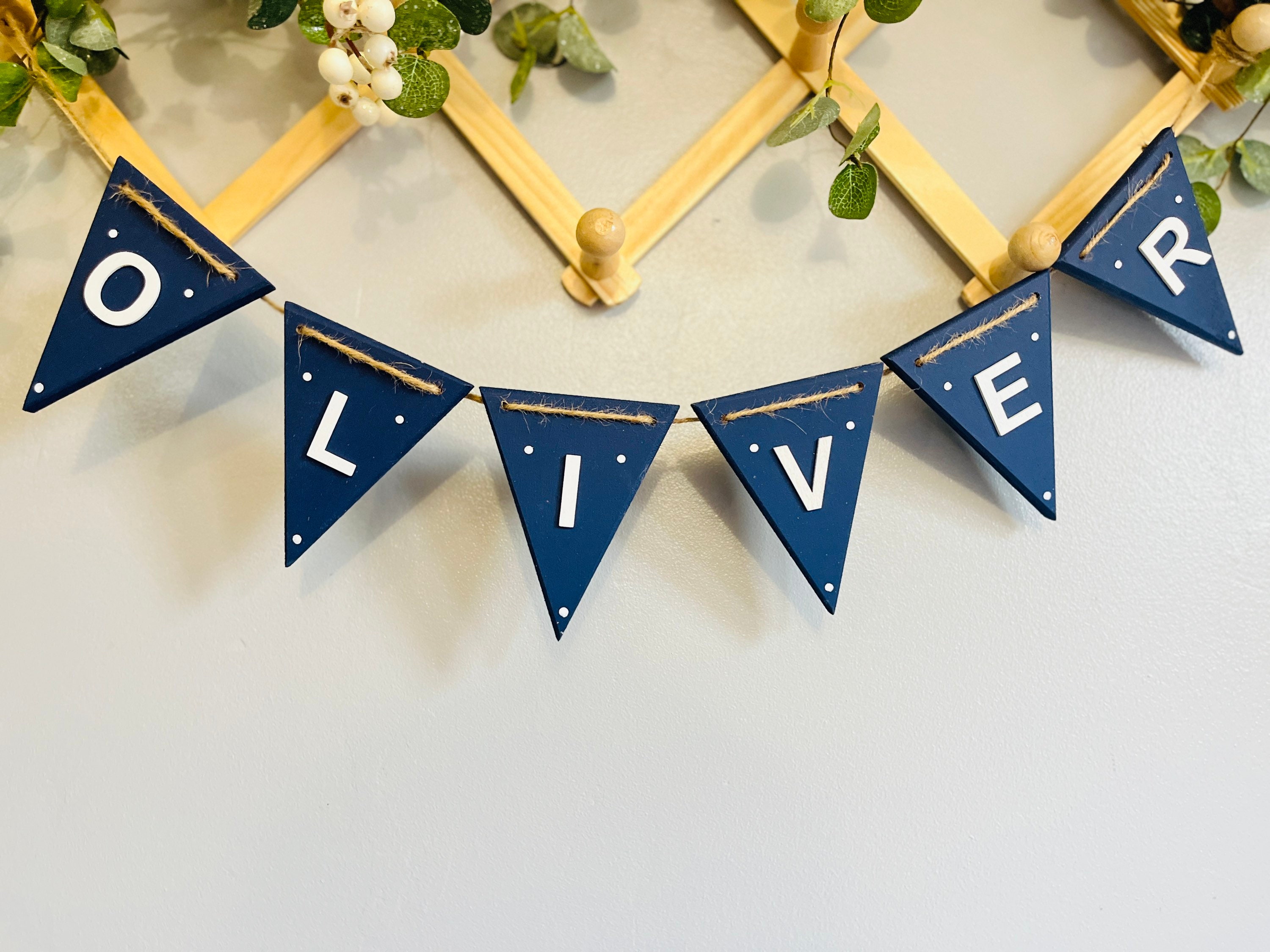 Personalised Name Wooden Bunting: Sage Green Boho Nursery Decor - Etsy